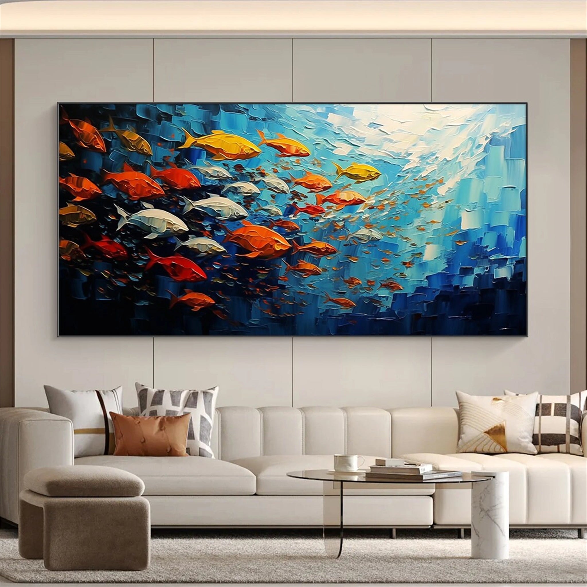 Original colorful sea abstract art sea plane art oil painting large ...