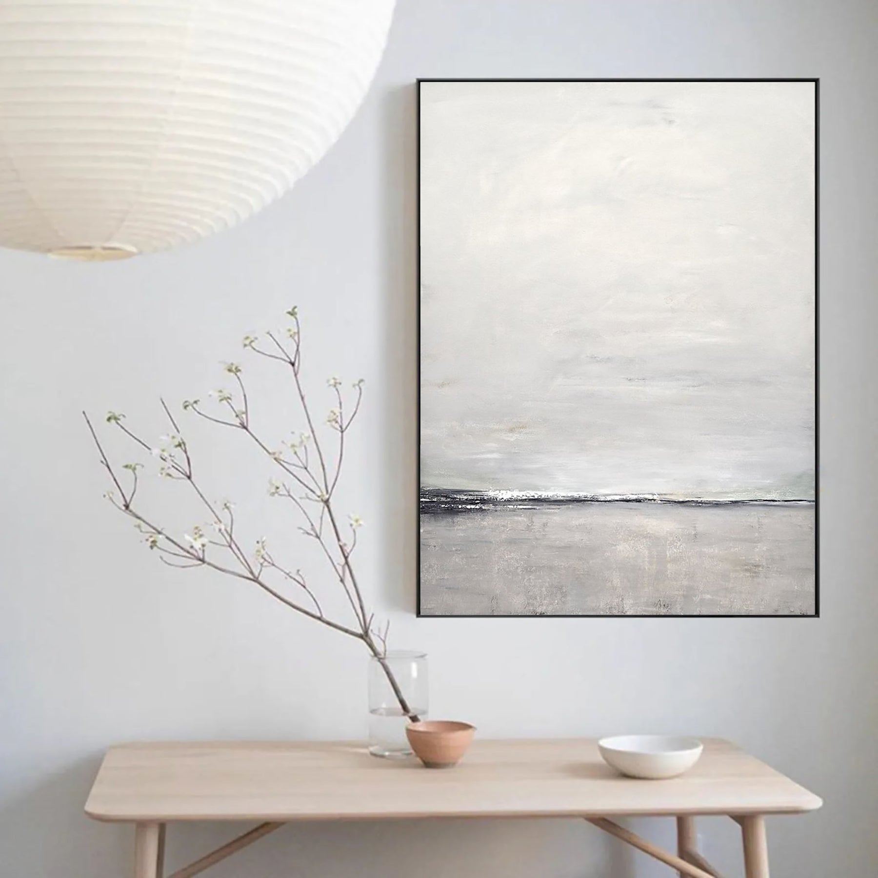 Large Sky and Sea Beach Scene Ocean Canvas Painting #OS030